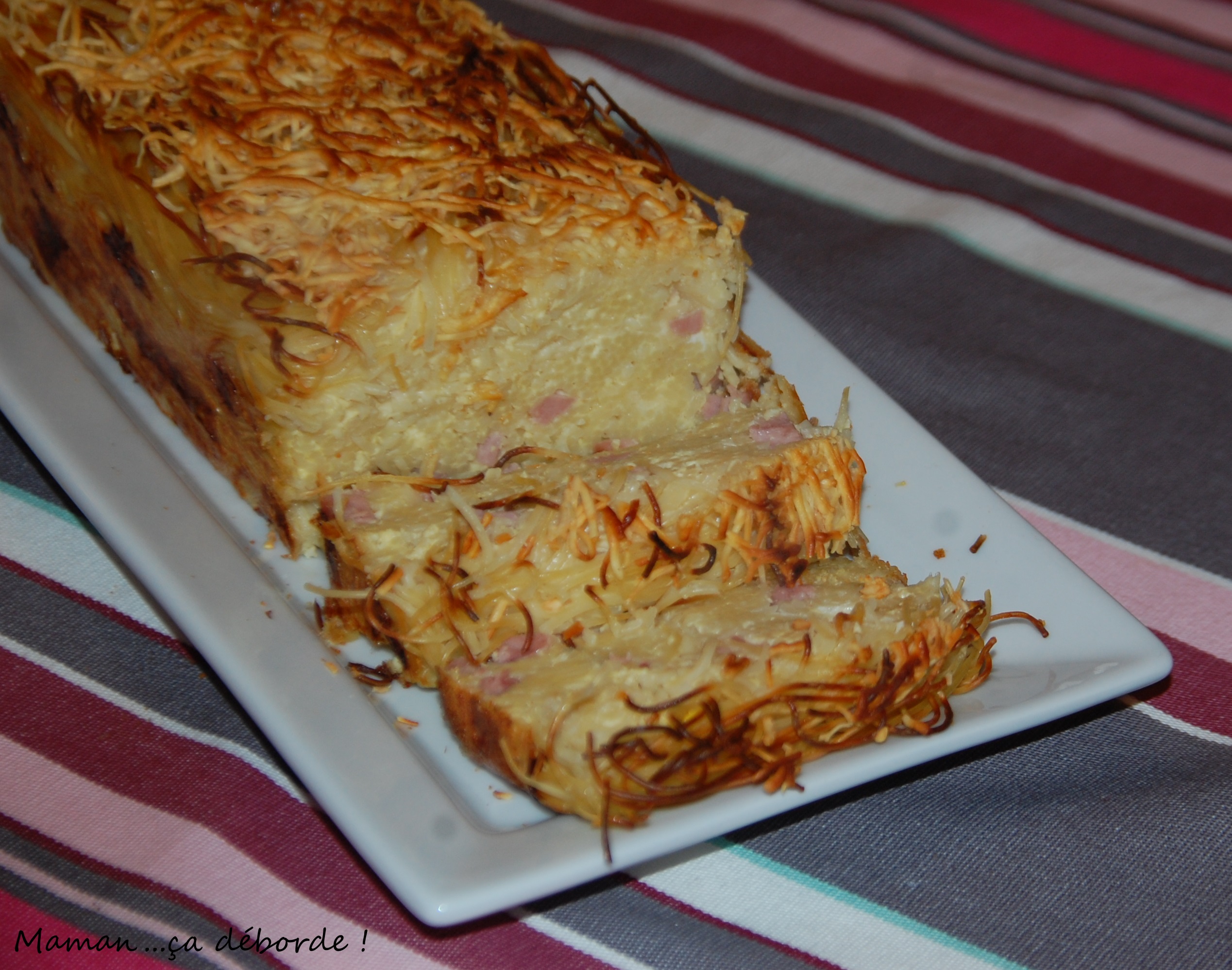 Cake de spaghettis façon carbonara - Maman...ça déborde